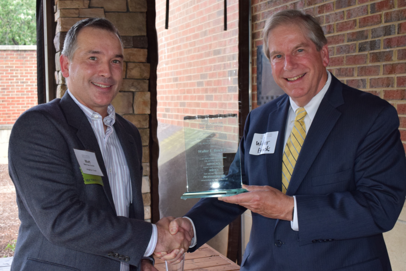 Walter Brock Receives Advocate’s Award - North Carolina Bar Association